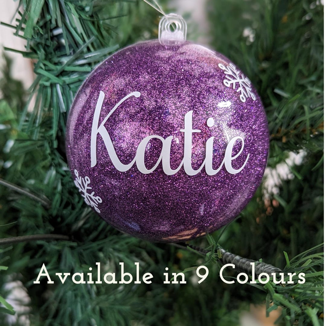 Personalised Glitter Christmas Bauble – Custom Name Ornament – Sparkly ...