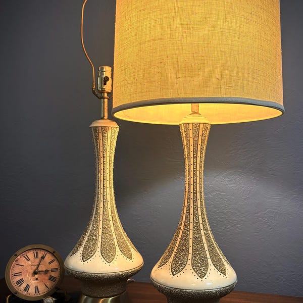 Pair of Chalkware Lamps - Etsy