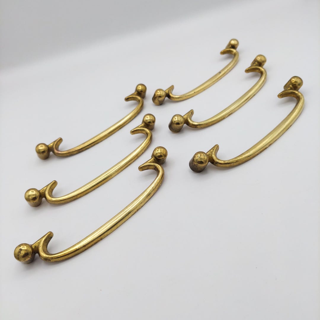 Decorative Brass Mid Century Modern Drawer Pulls - Matching Set of 6 ...