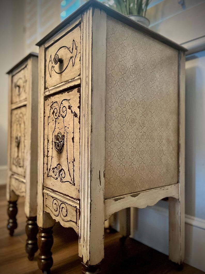 Farmhouse-style, Distressed Antique Nightstands / End Tables. - Etsy