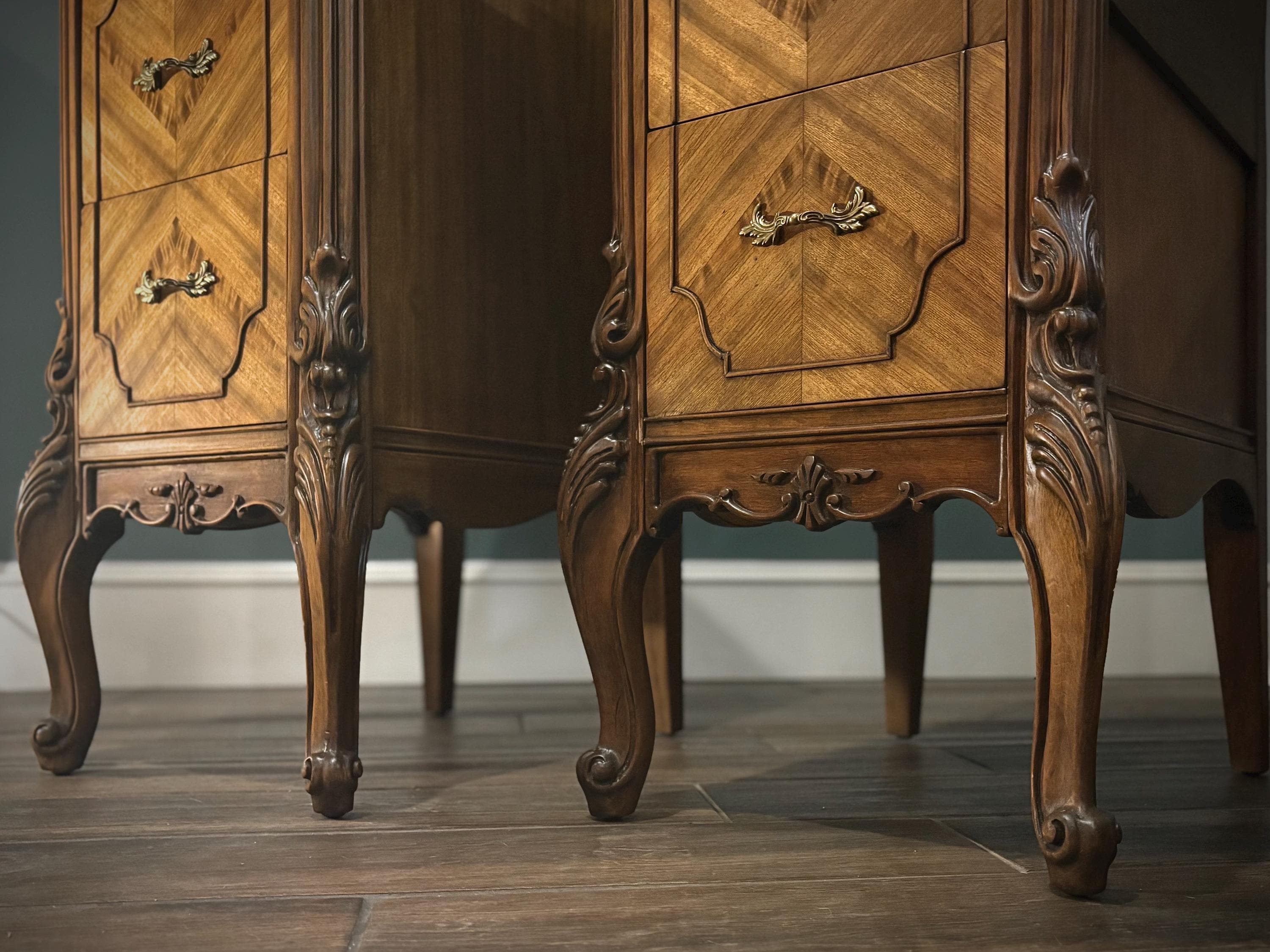 Rescued and Refinished Pair of Ornate Antique Nightstands / Beautiful ...