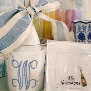 Custom Embroidered Napkin With Champagne Bucket - Etsy