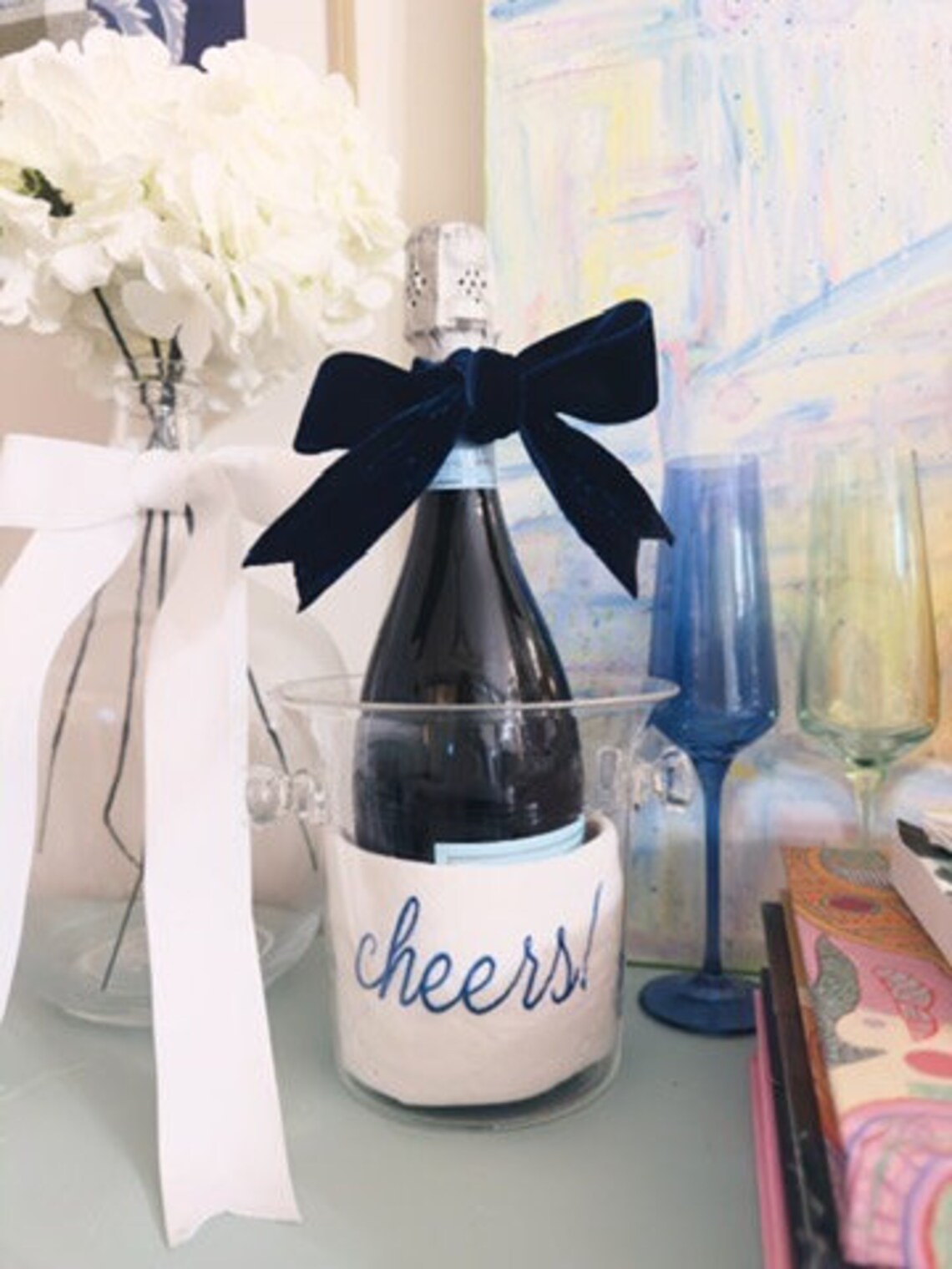 Custom Embroidered Napkin With Champagne Bucket - Etsy