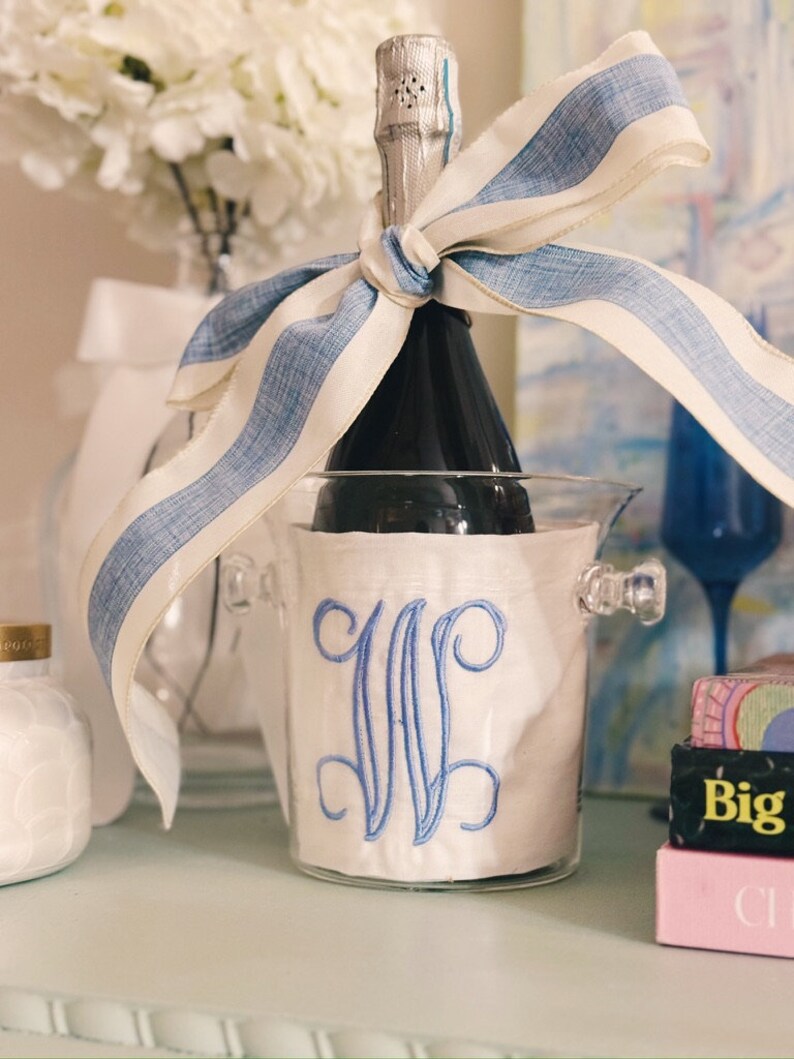 Custom Embroidered Napkin With Champagne Bucket - Etsy