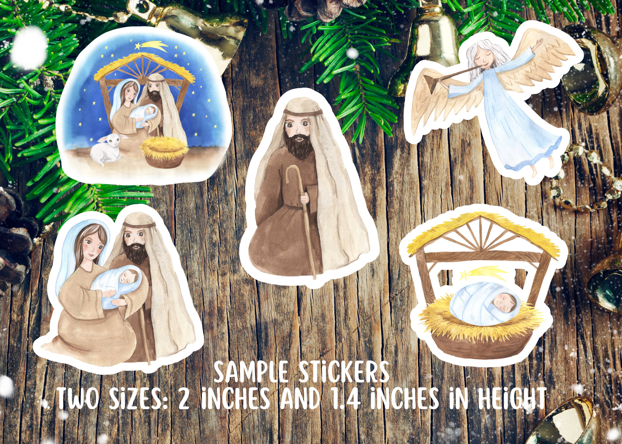 Printable Nativity Scene Stickers, Digital Nativity Stickers, Christmas ...