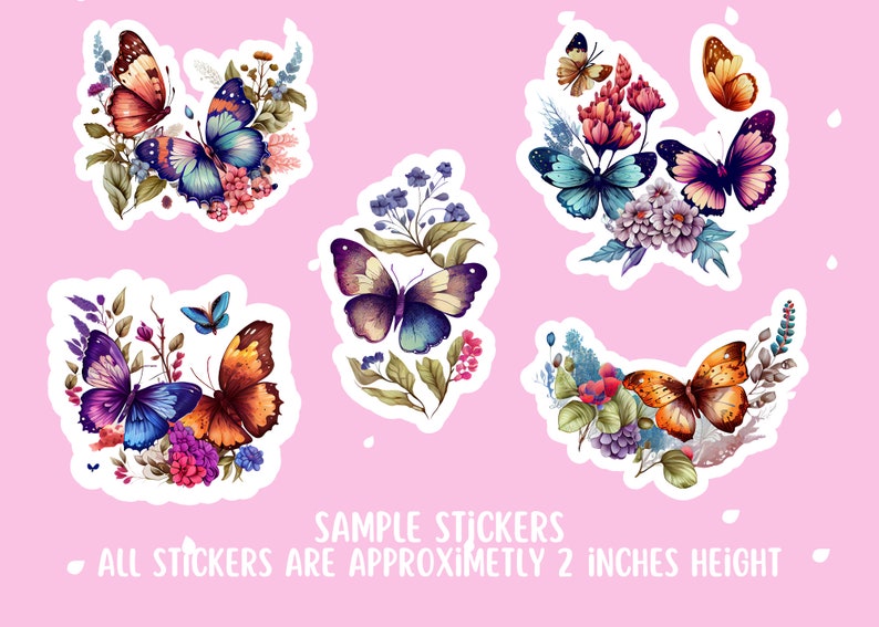 Printable Butterfly Stickers, Digital Butterfly Stickers, Spring ...