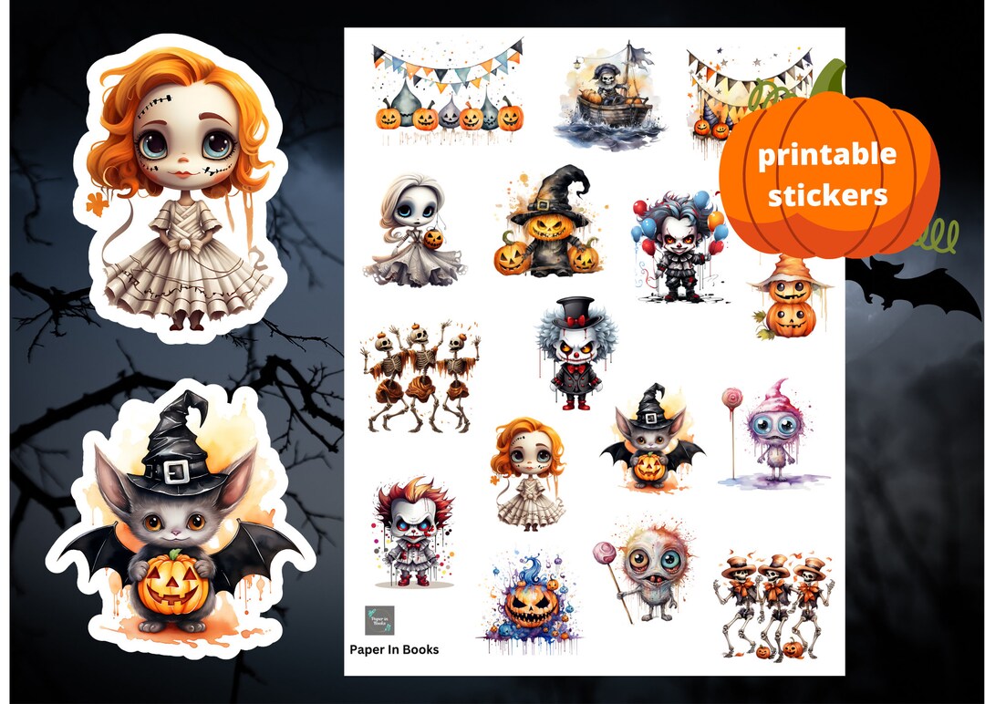 Printable Spooky Halloween Stickers, Printable Halloween Stickers ...