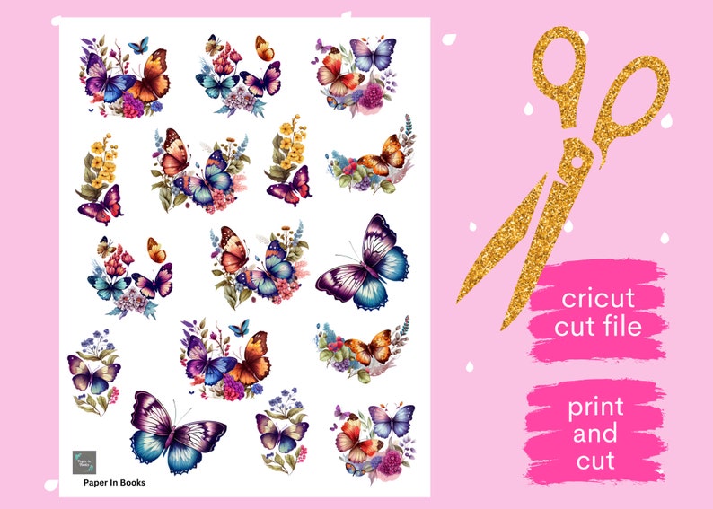 Printable Butterfly Stickers, Digital Butterfly Stickers, Spring ...