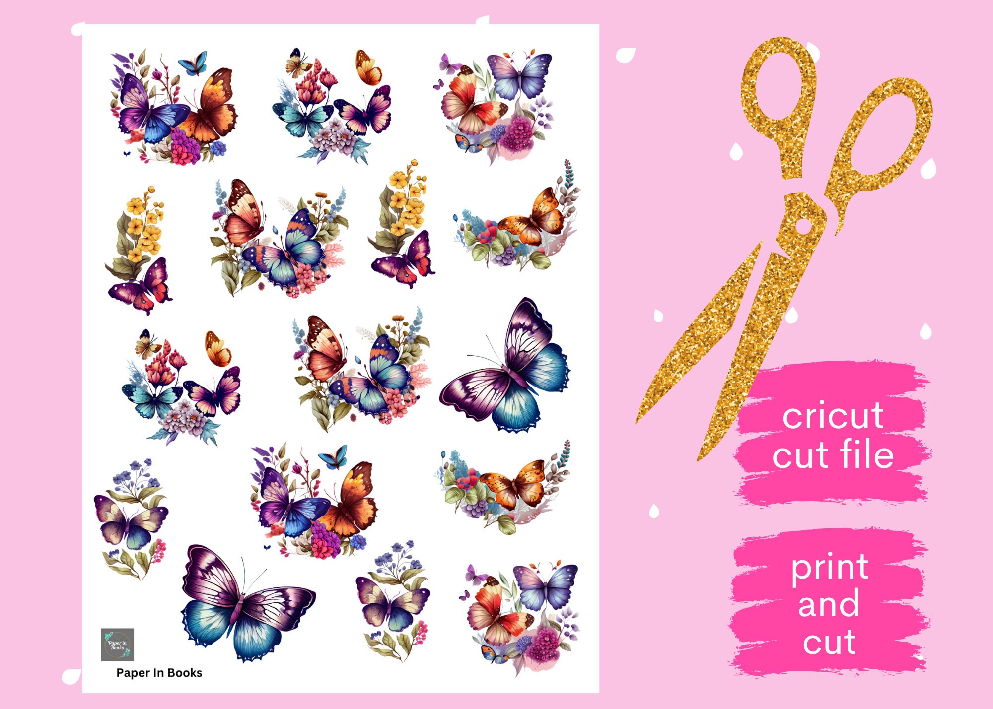 Printable Butterfly Stickers, Digital Butterfly Stickers, Spring ...