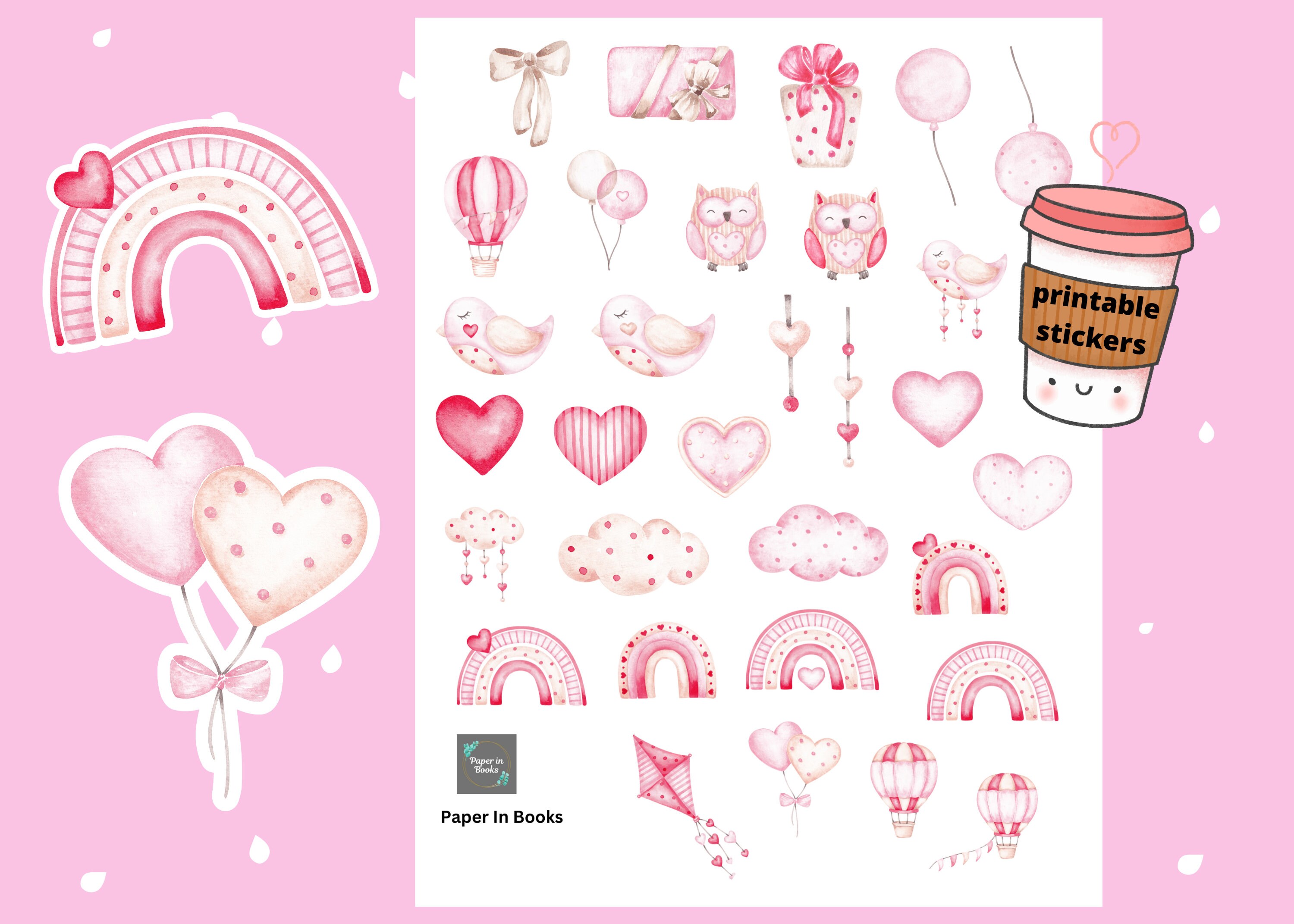 Printable Valentines Day Stickers, Valentines Day Planner Stickers ...