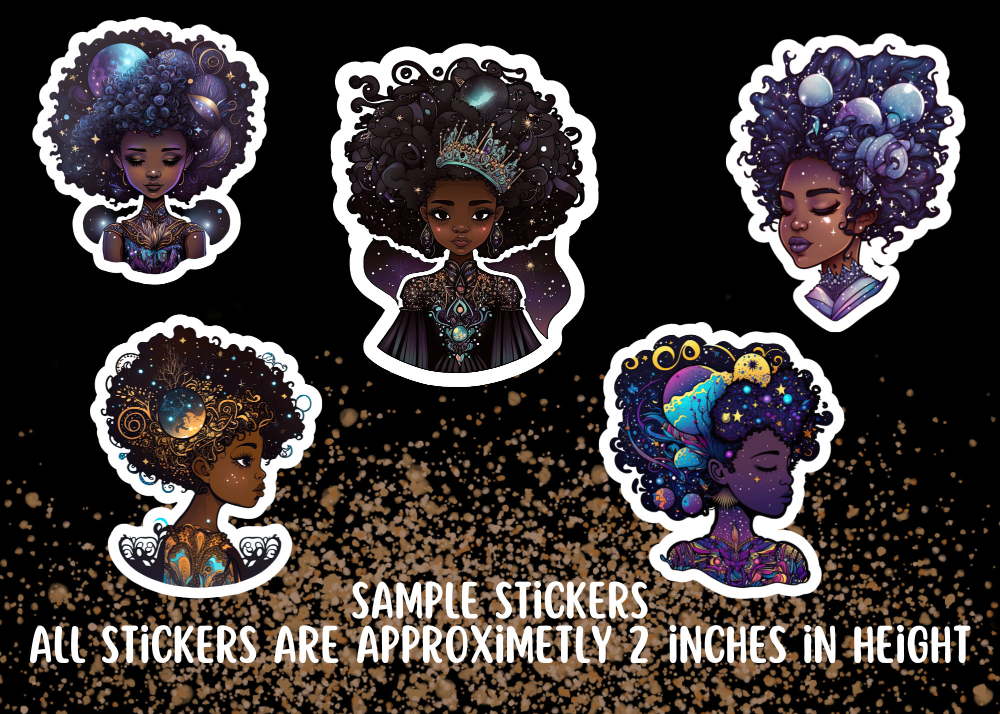 Printable Black History Month Stickers, Afro Girl Printable Stickers ...