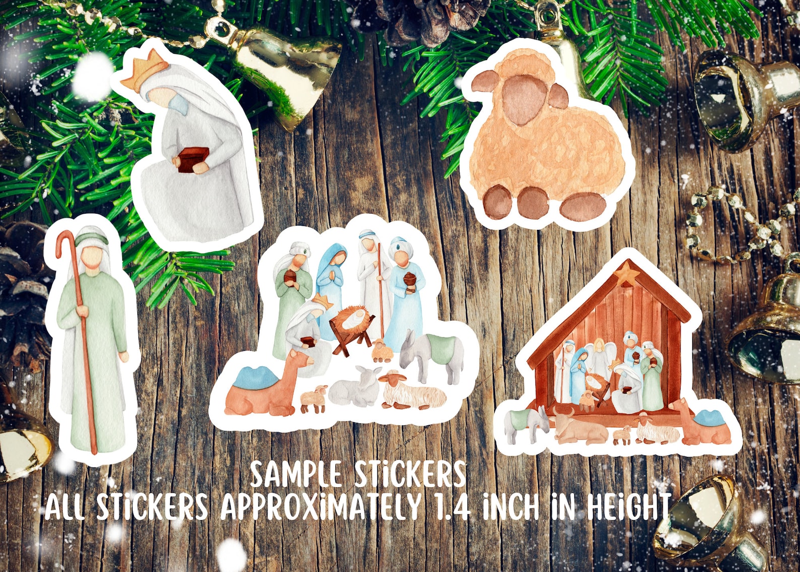 Printable Nativity Scene Stickers, Digital Nativity Stickers, Christmas ...