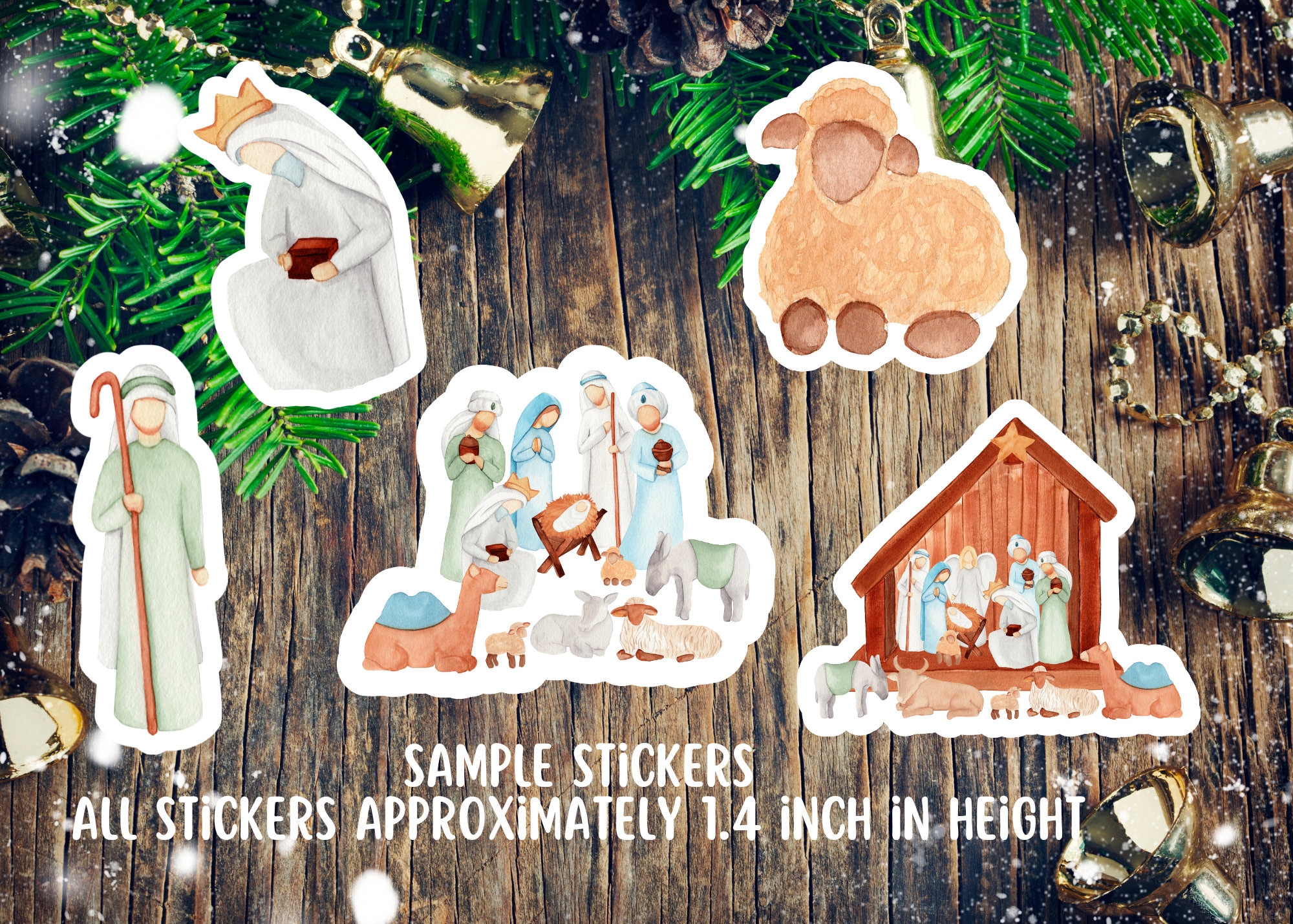 Printable Nativity Scene Stickers, Digital Nativity Stickers, Christmas ...