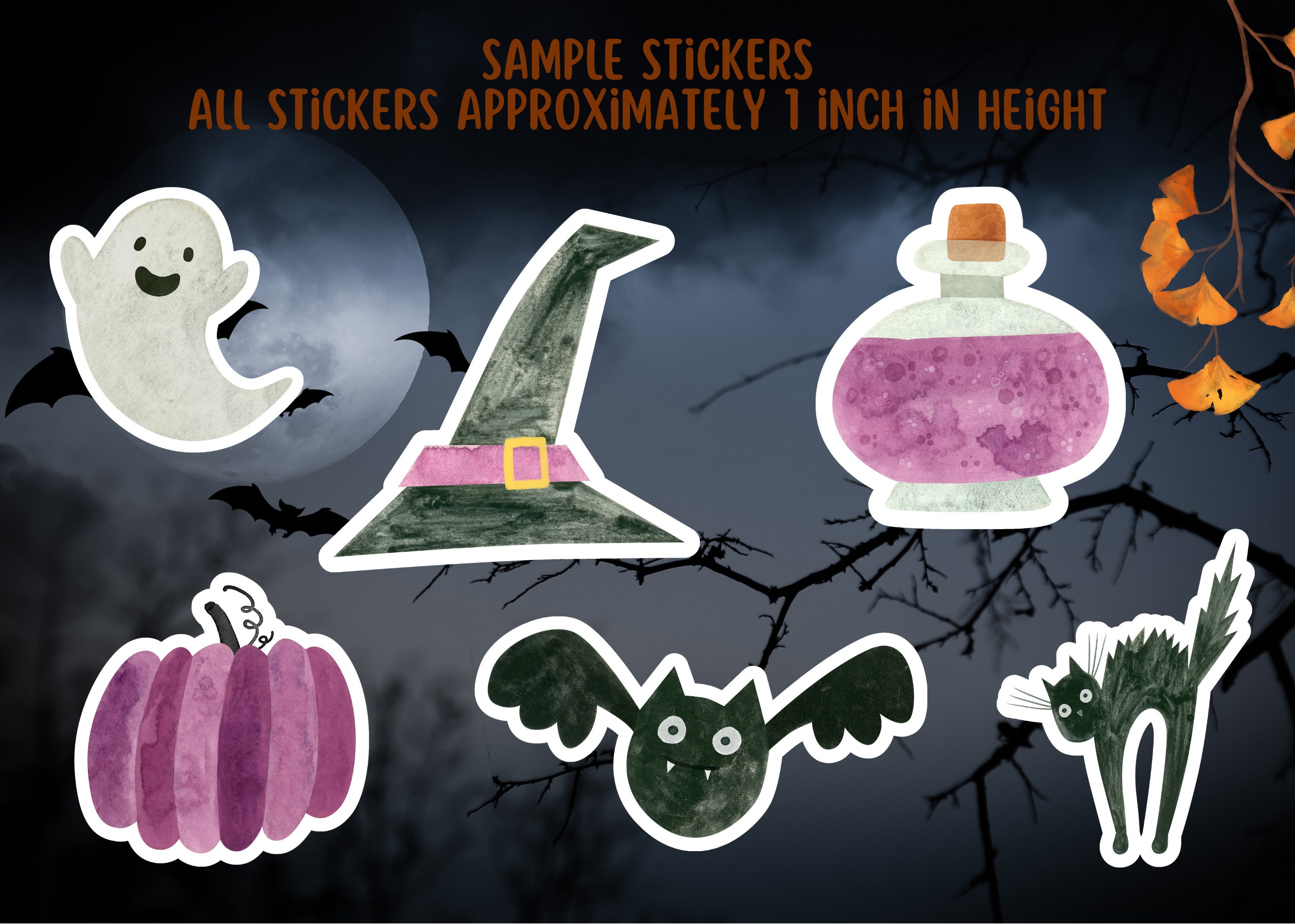 Halloween Stickers, Printable Halloween Stickers, Halloween Digital ...