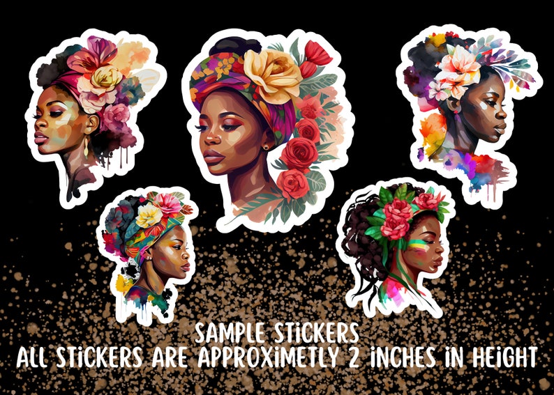 Printable Black History Month Stickers, Afro Girl Printable Stickers ...
