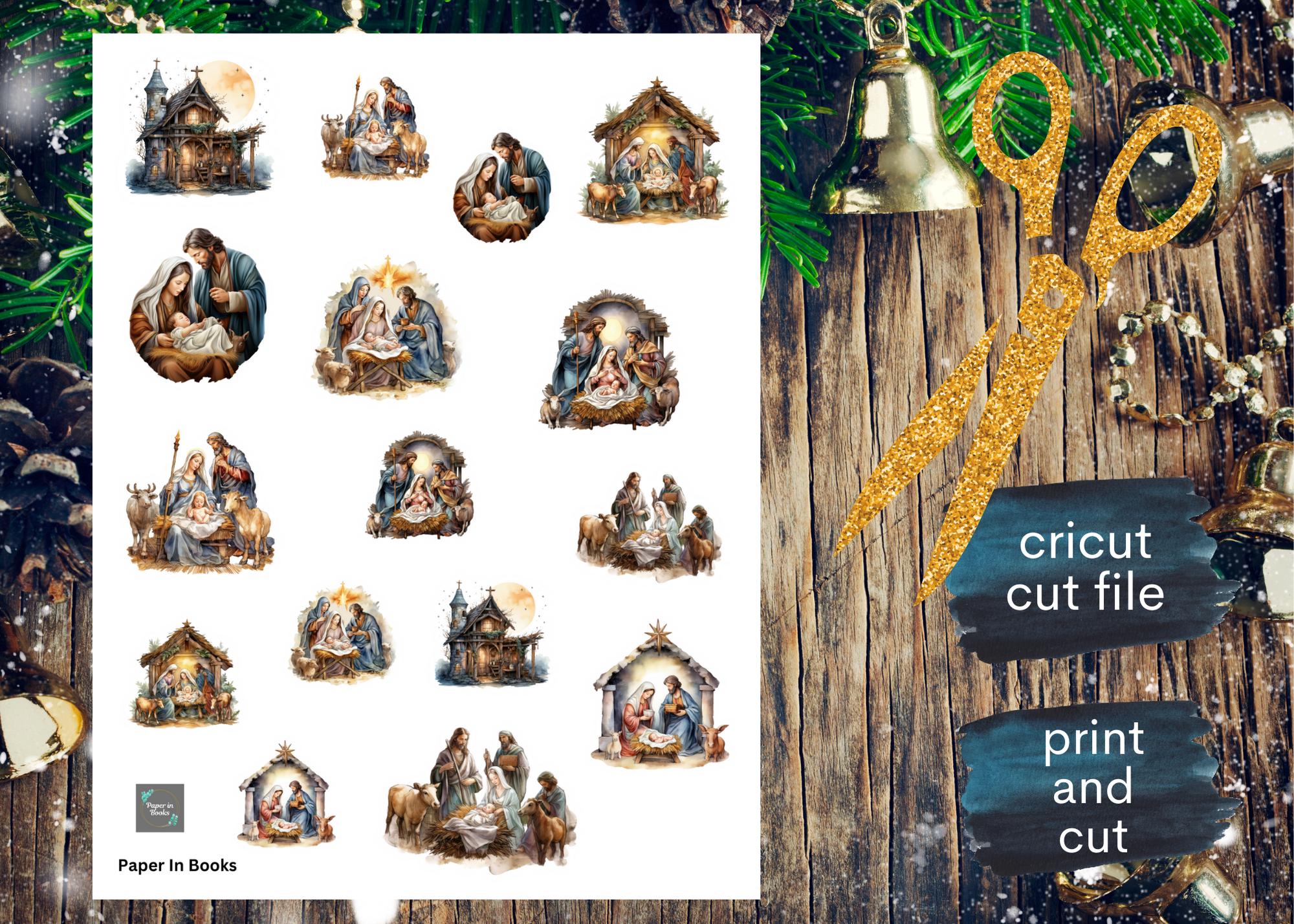 Printable Nativity Scene Stickers, Digital Nativity Stickers, Christmas ...
