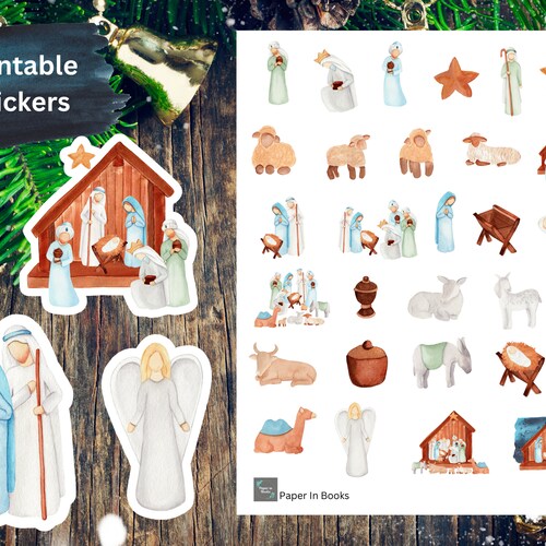 Printable Nativity Scene Stickers Christmas Nativity Scene - Etsy