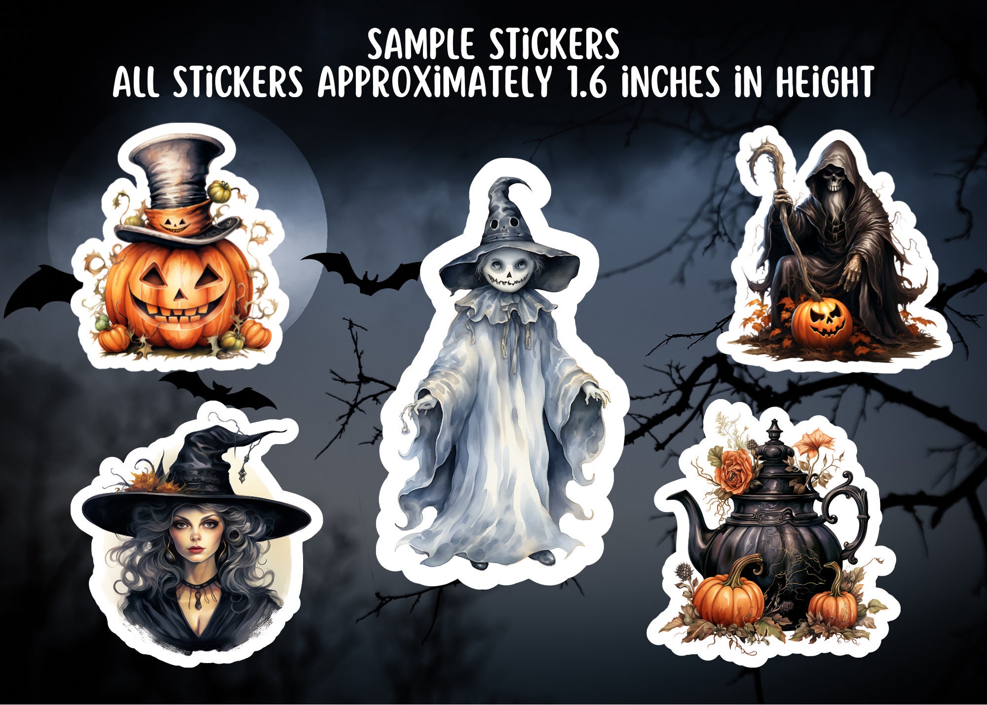 Printable Vintage Halloween Stickers, Printable Vintage Pumpkin ...