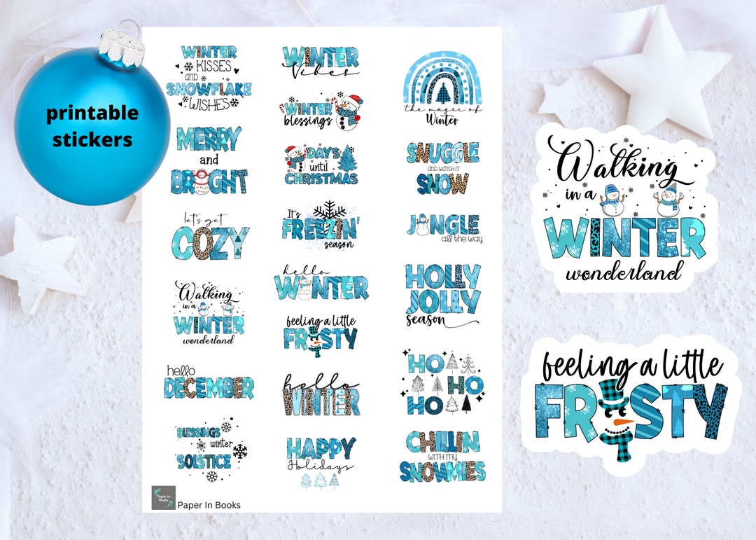 Printable Winter Stickers, Digital Winter Stickers, Christmas Stickers ...