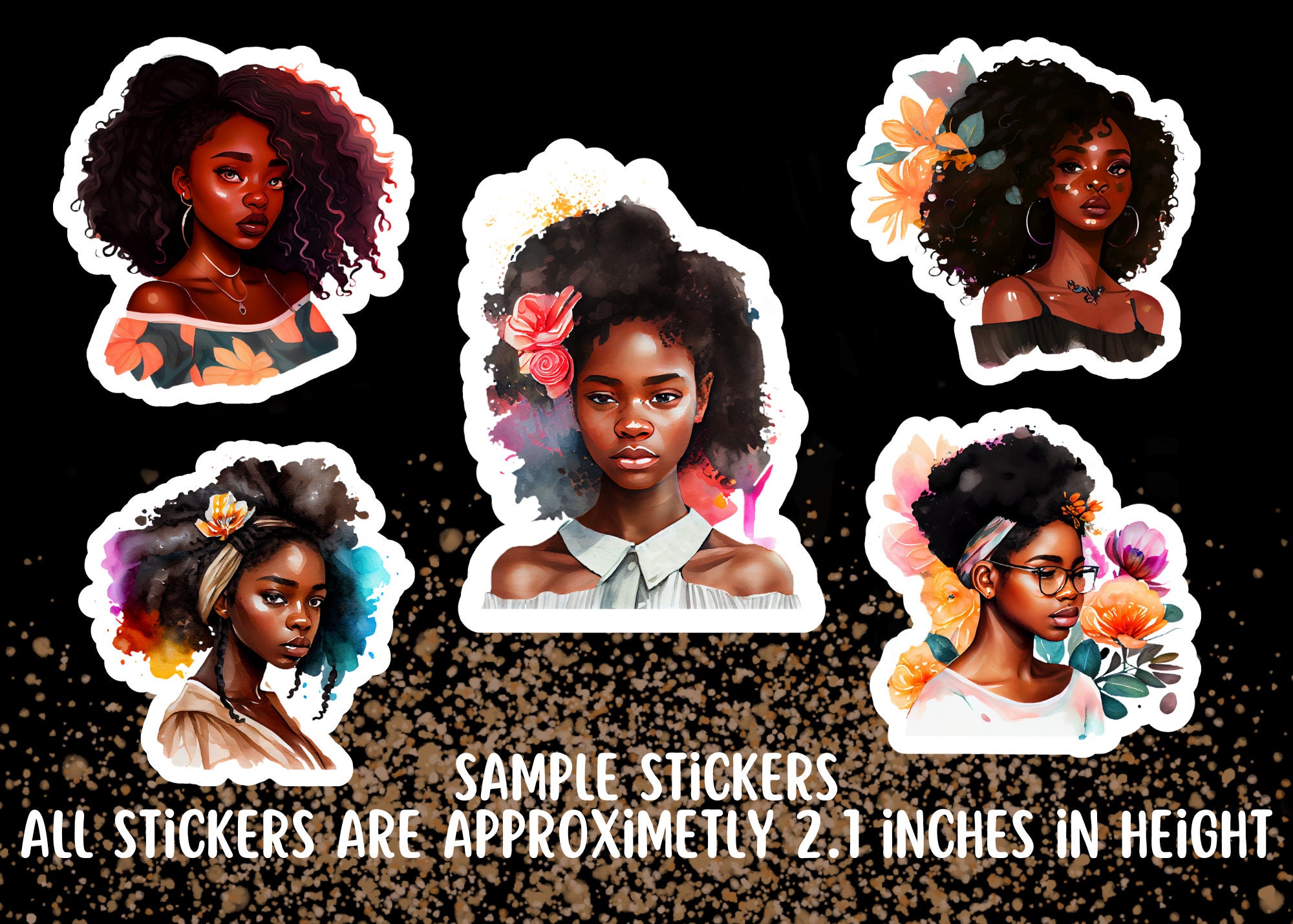 Printable Black History Month Stickers, Afro Girl Printable Stickers ...