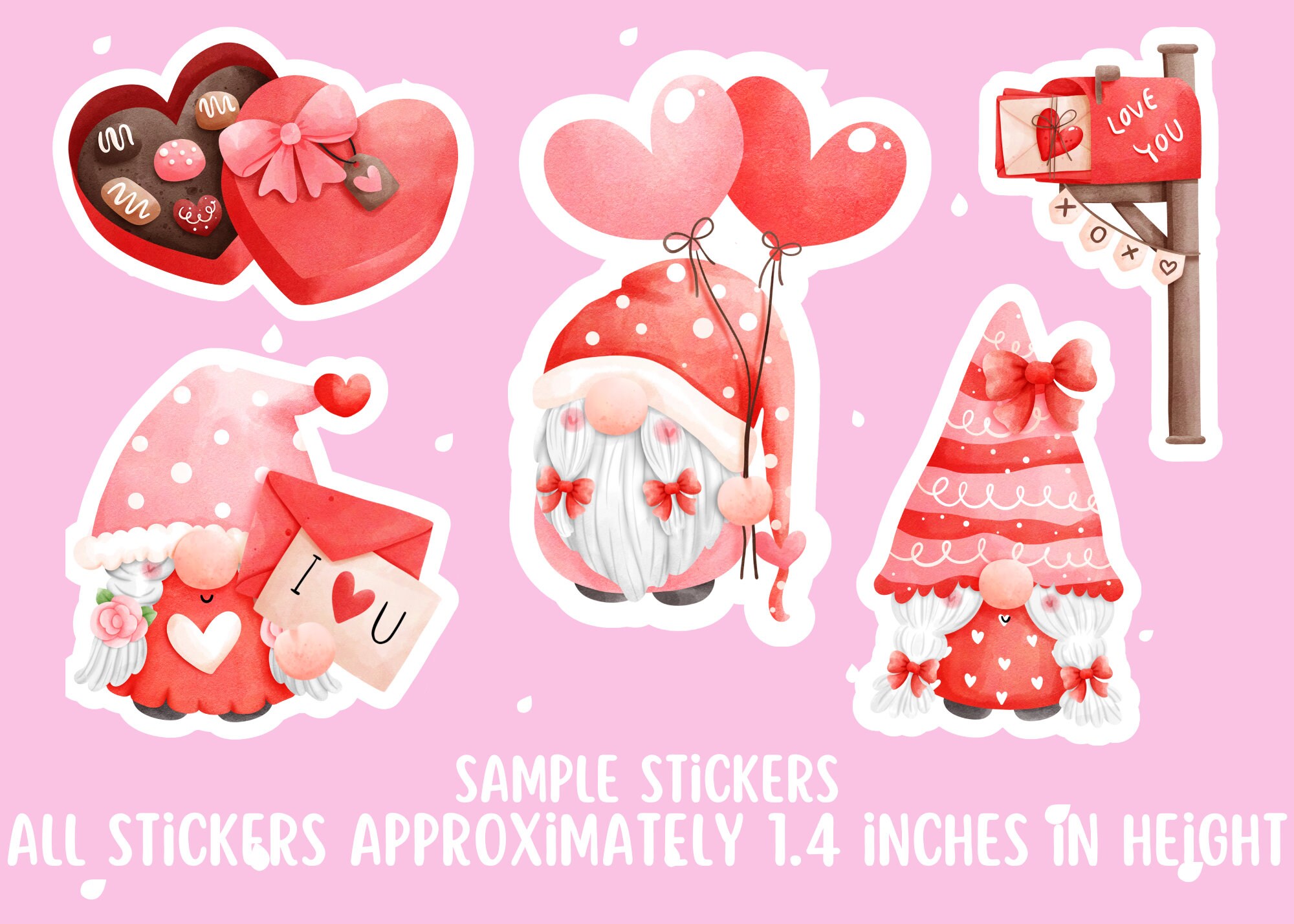 Printable Valentines Day Gnome Stickers, Printable Valentines Day ...