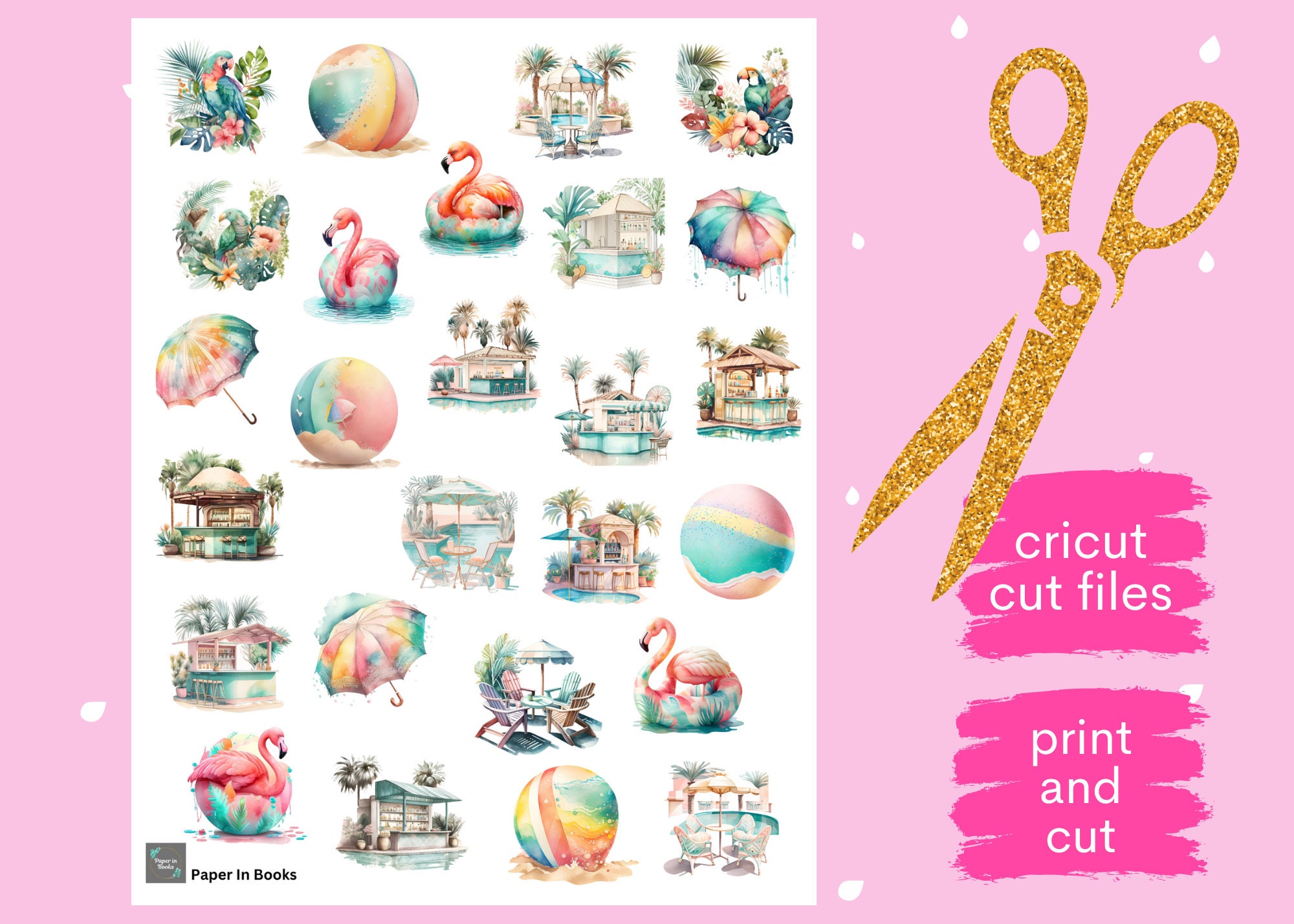 Printable Tropical Pool Party Stickers, Summer Pool Party Stickers ...