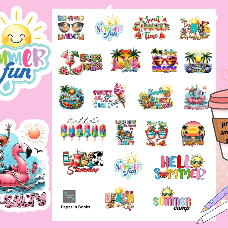 Summer Stickers - Etsy
