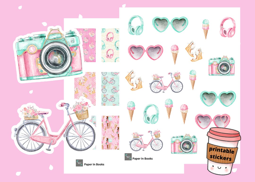Printable and Digital Summer Girl Stickers, Printable and Digital ...