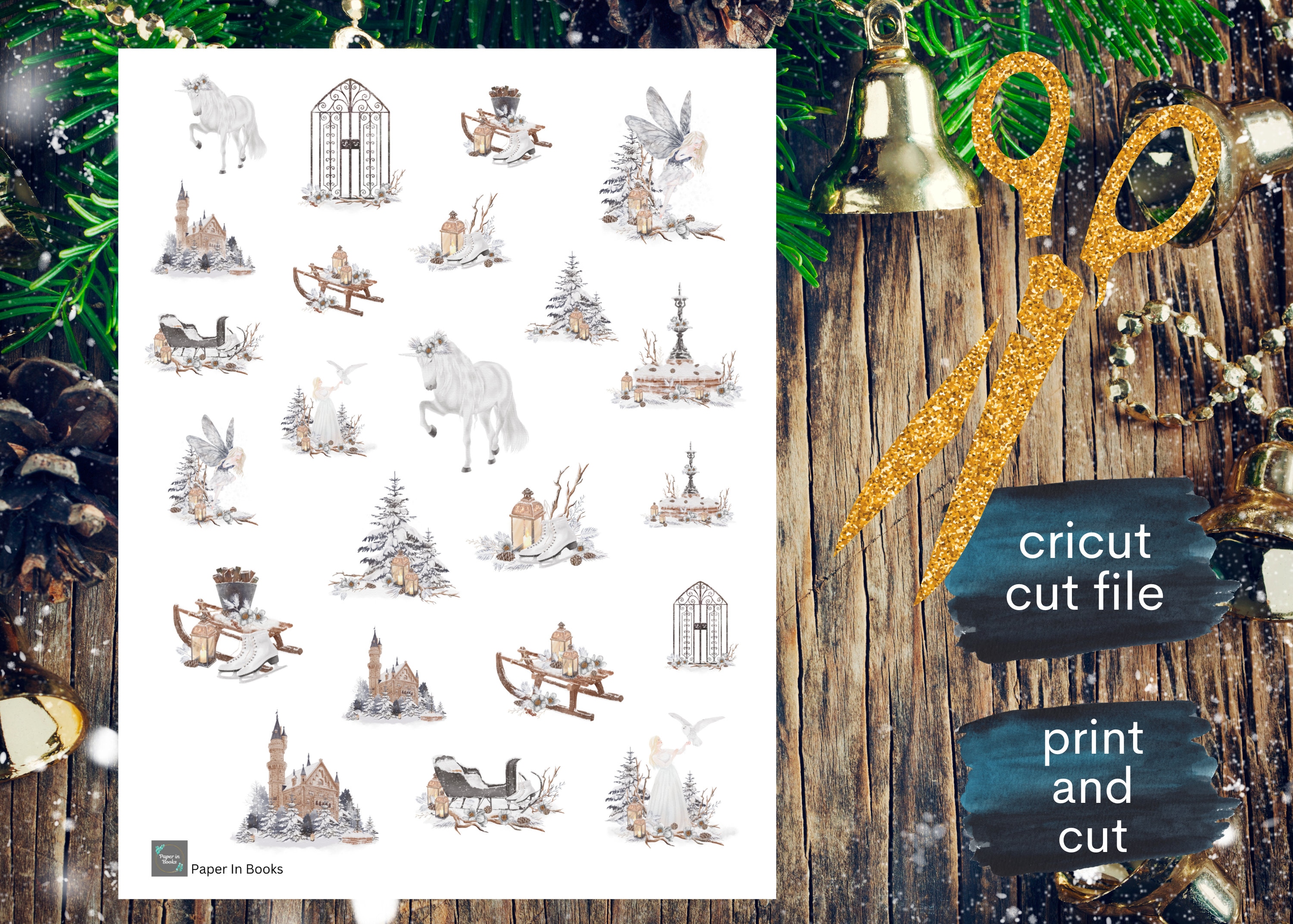 Winter Fairytale Printable Stickers, Christmas Stickers, Holiday ...