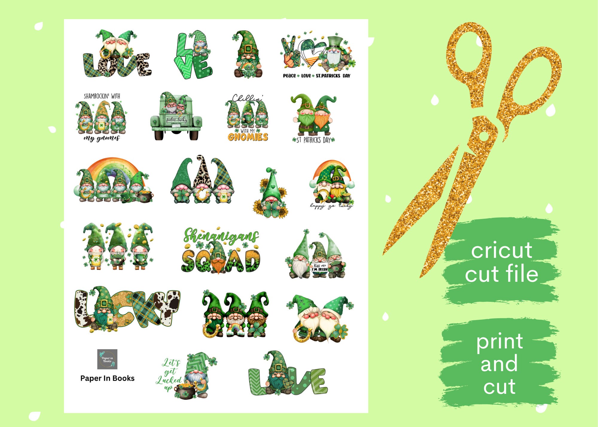Printable St. Patrick's Day Stickers, St. Patrick's Day Gnome Stickers ...