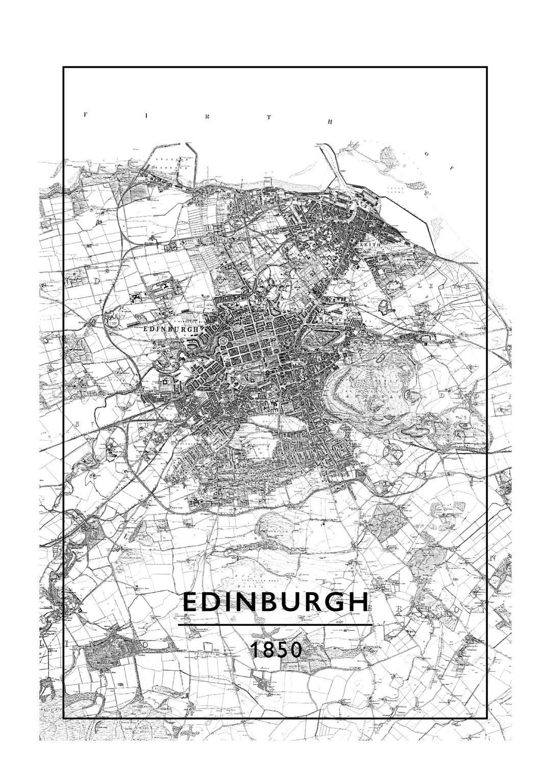 Historic Edinburgh Map, Edinburgh Print, Minimalist Edinburgh Poster ...