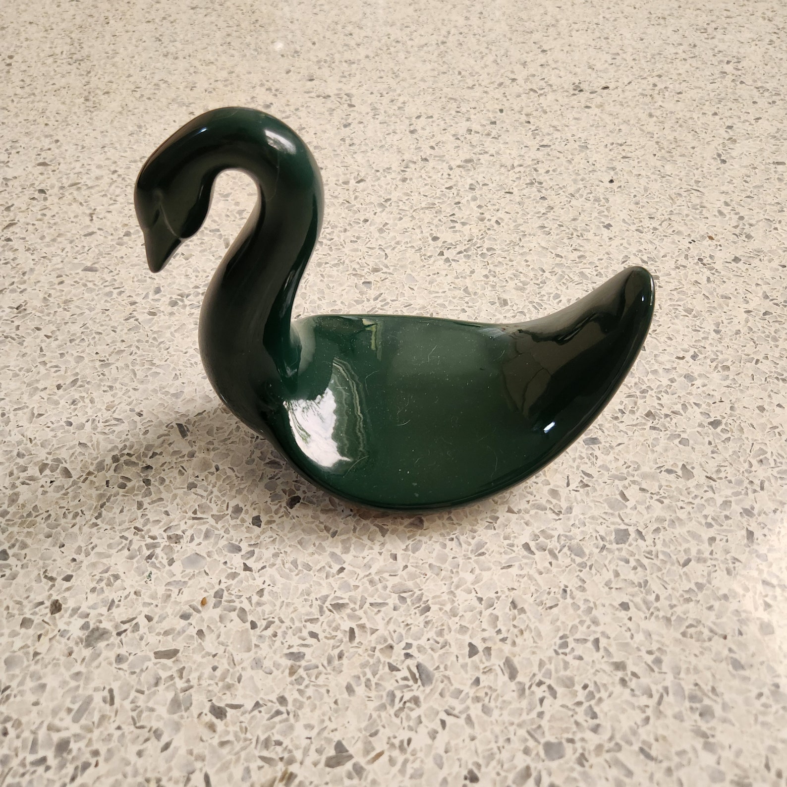 Dark Green Swan Ceramic Vintage Catch All - Elegant Swan Decor MCM - Etsy