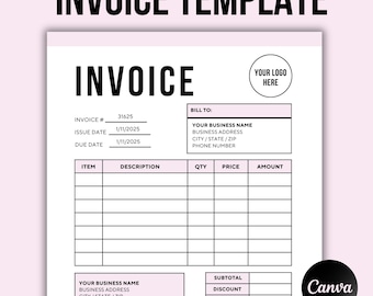 Editable Invoice Template for Small Business | Customizable Tan Canva ...