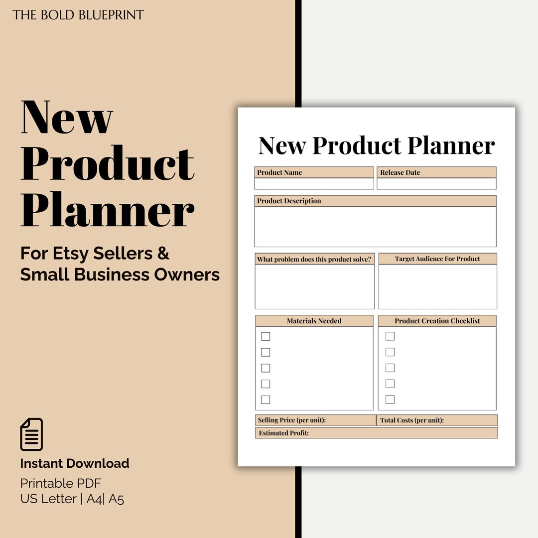New Product Planner Printable Worksheet | Small Business Product Launch ...