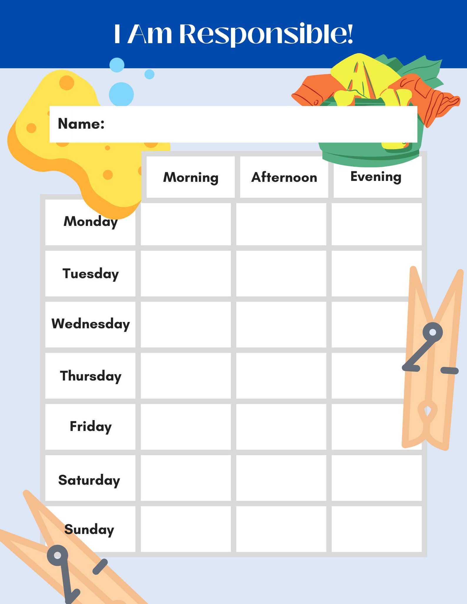 Print at Home Chore Chart | Kid’s Chores | Family Organization | Teach ...