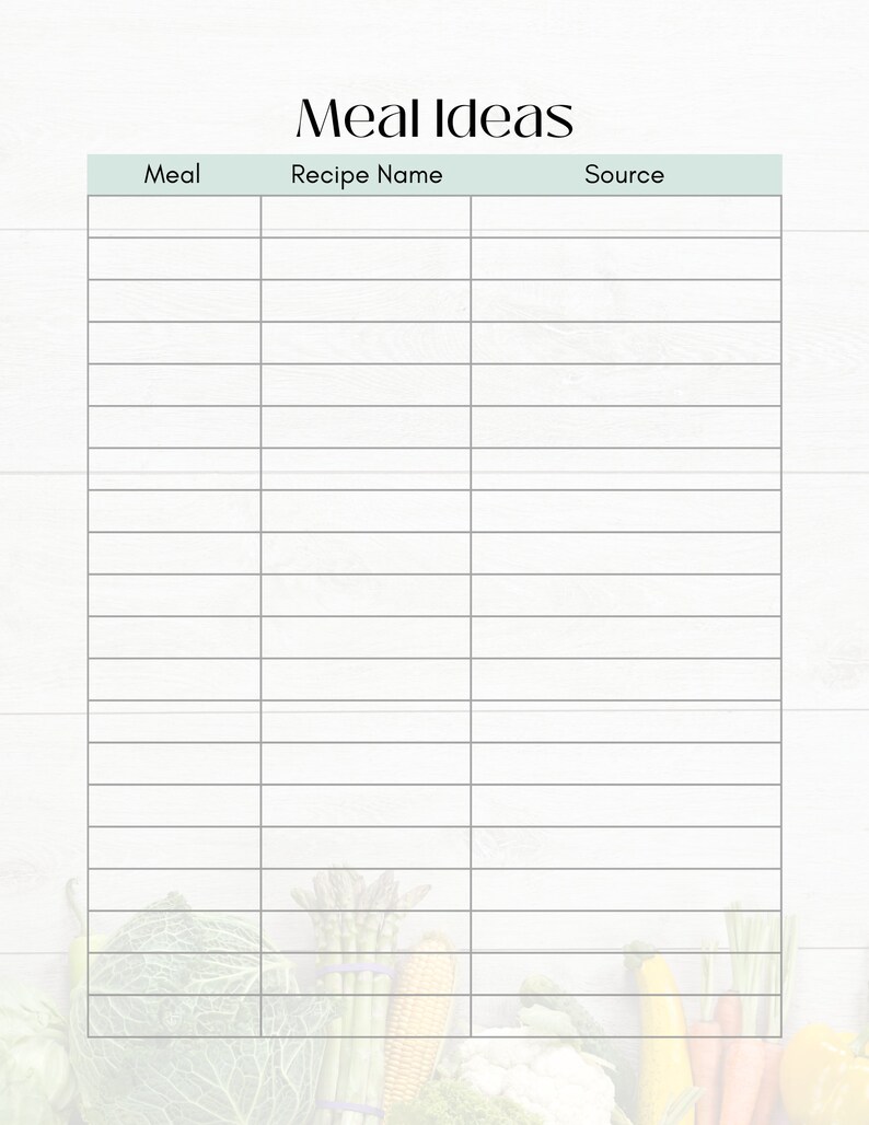 Meal Planner Bundle Grocery List Recipe List Recipe Pages Digital ...