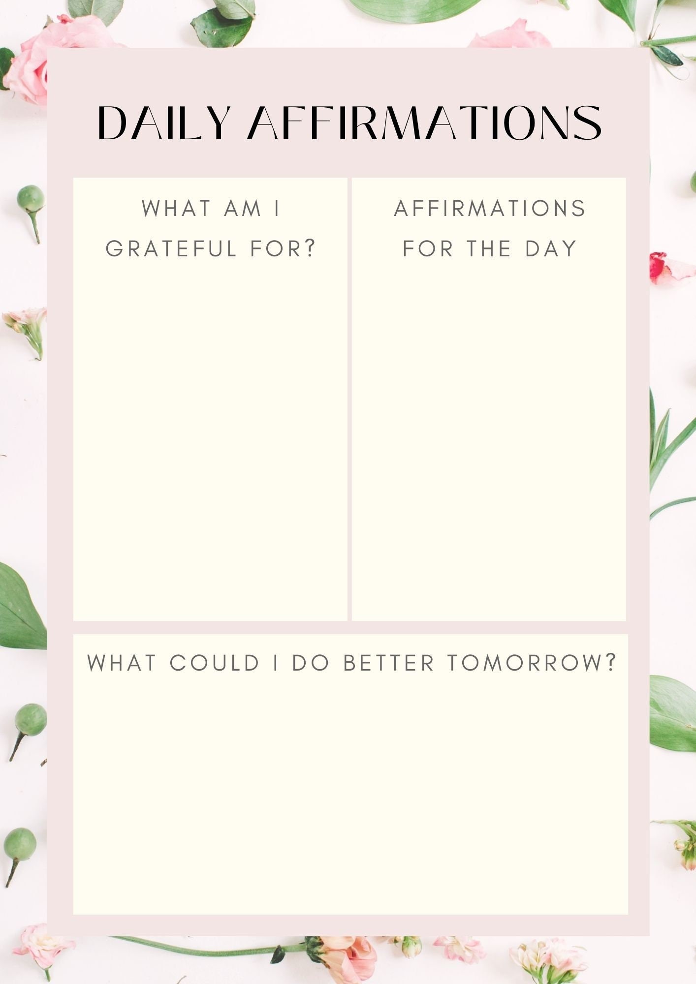 Printable Affirmations | Editable Template | Affirmation Worksheet ...