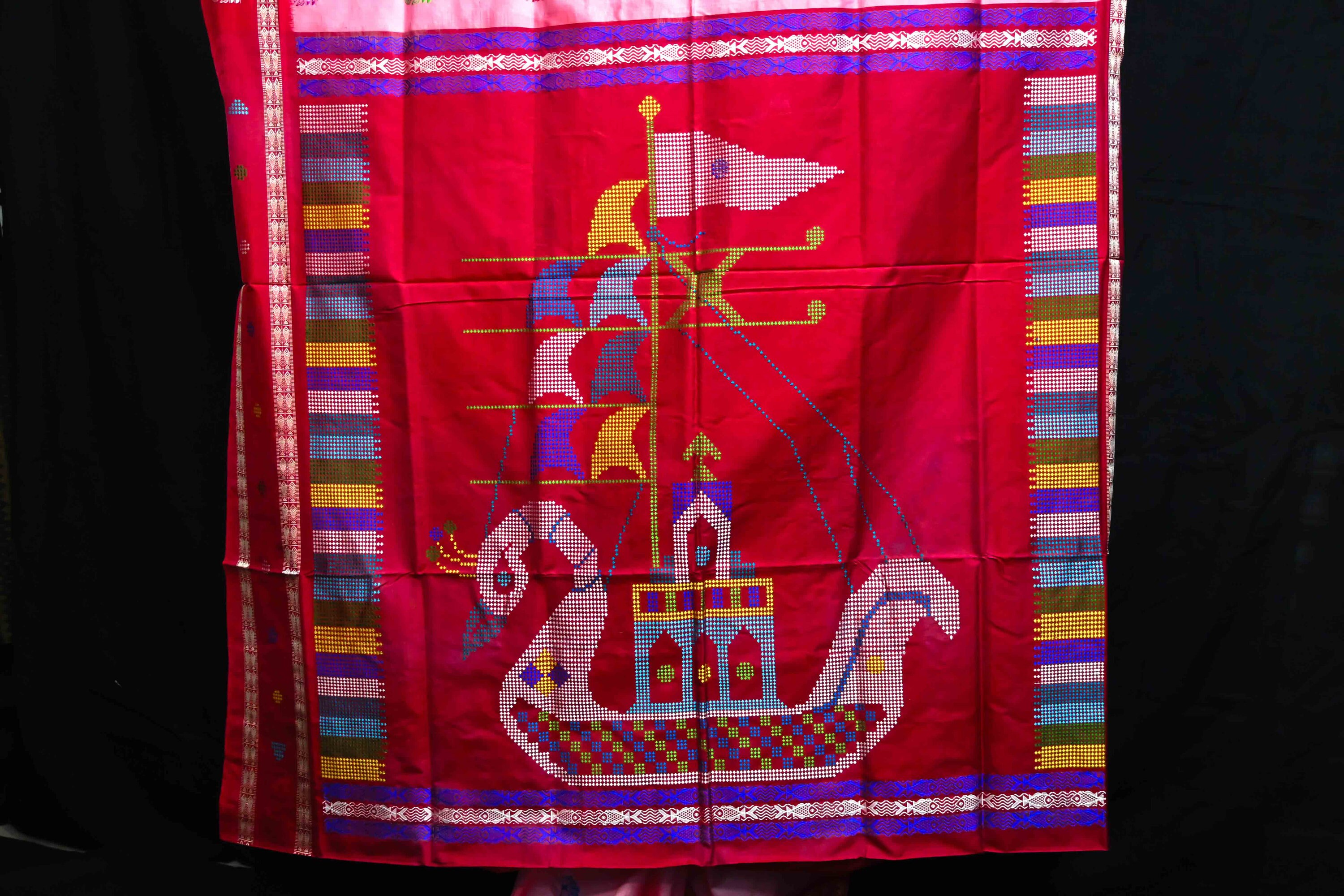 Pink Red Boita Anchal Odisha Ikat Bomkai Silk Saree-odisha Weaves ...