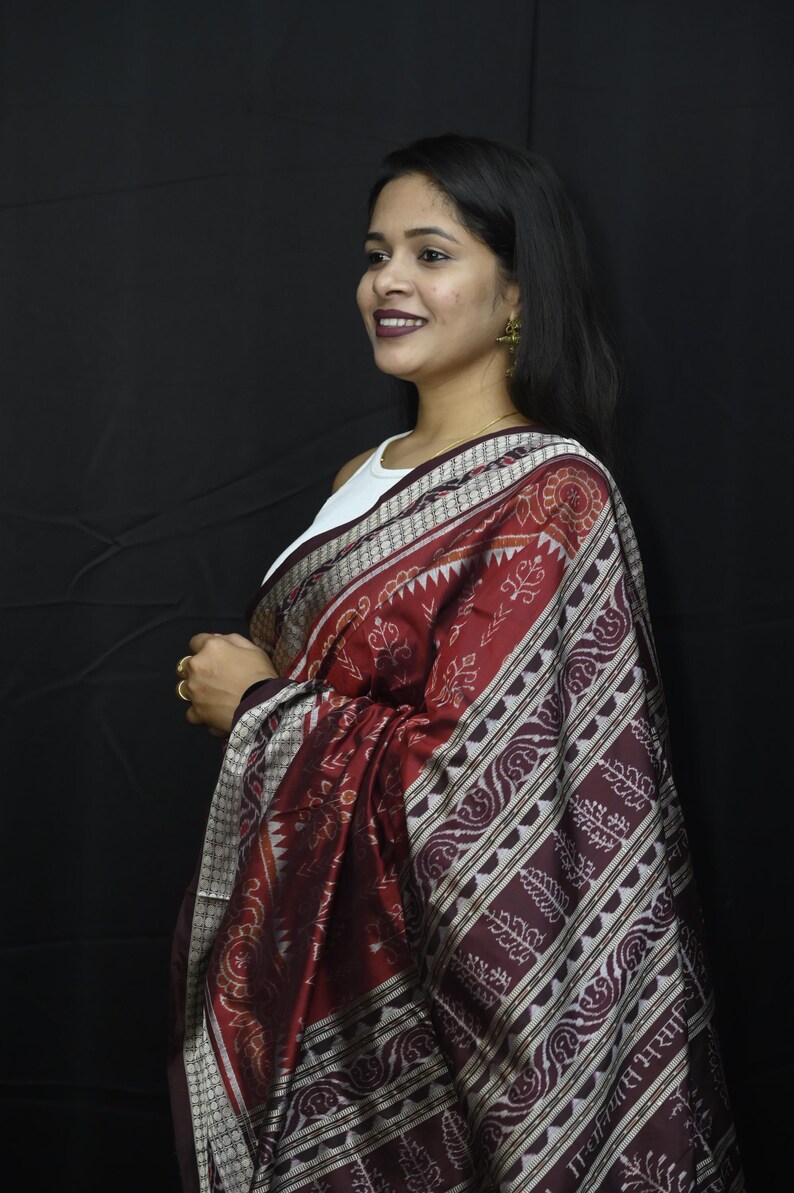 Maroon Tree Odisha Ikat Sambaluri Silk Saree-odisha Weaves | Handloom ...