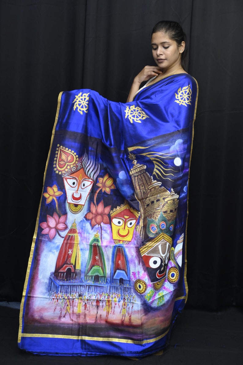 Blue Pattachitra Sambalpuri Silk Saree | Handloom Odisha Handicraft - Etsy