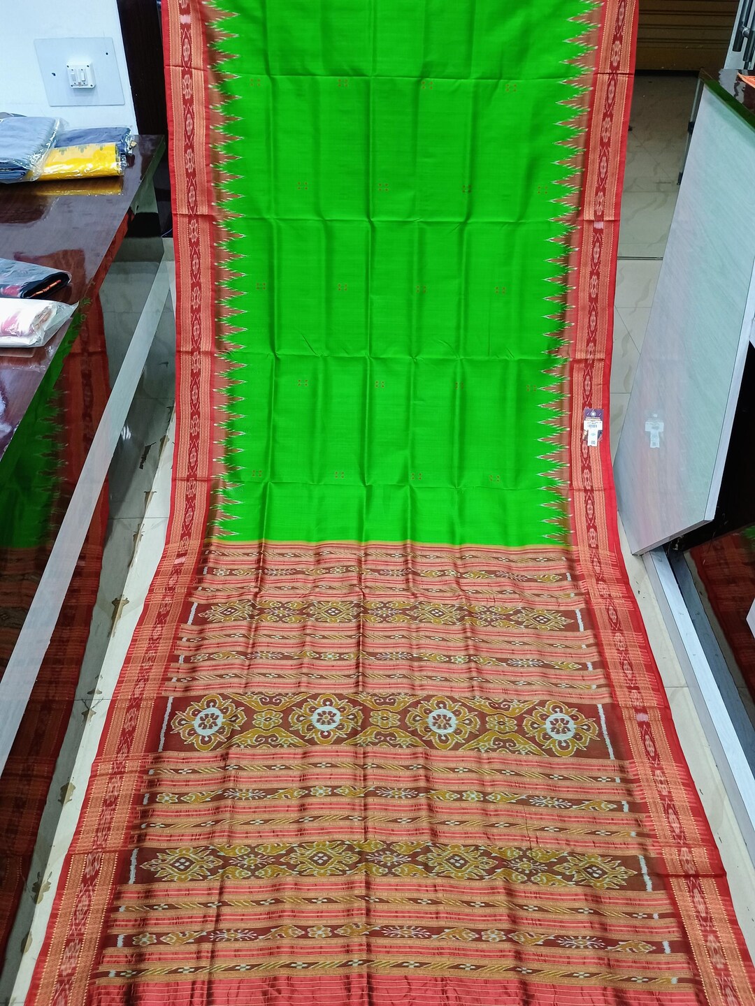Green Red Temple Odisha Ikat Khandua Silk Saree-odisha Weaves - Etsy