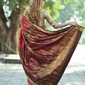 Orange Mehendi Green Mahula Benta Odisha Ikat Sambalpuri Silk Tissue ...