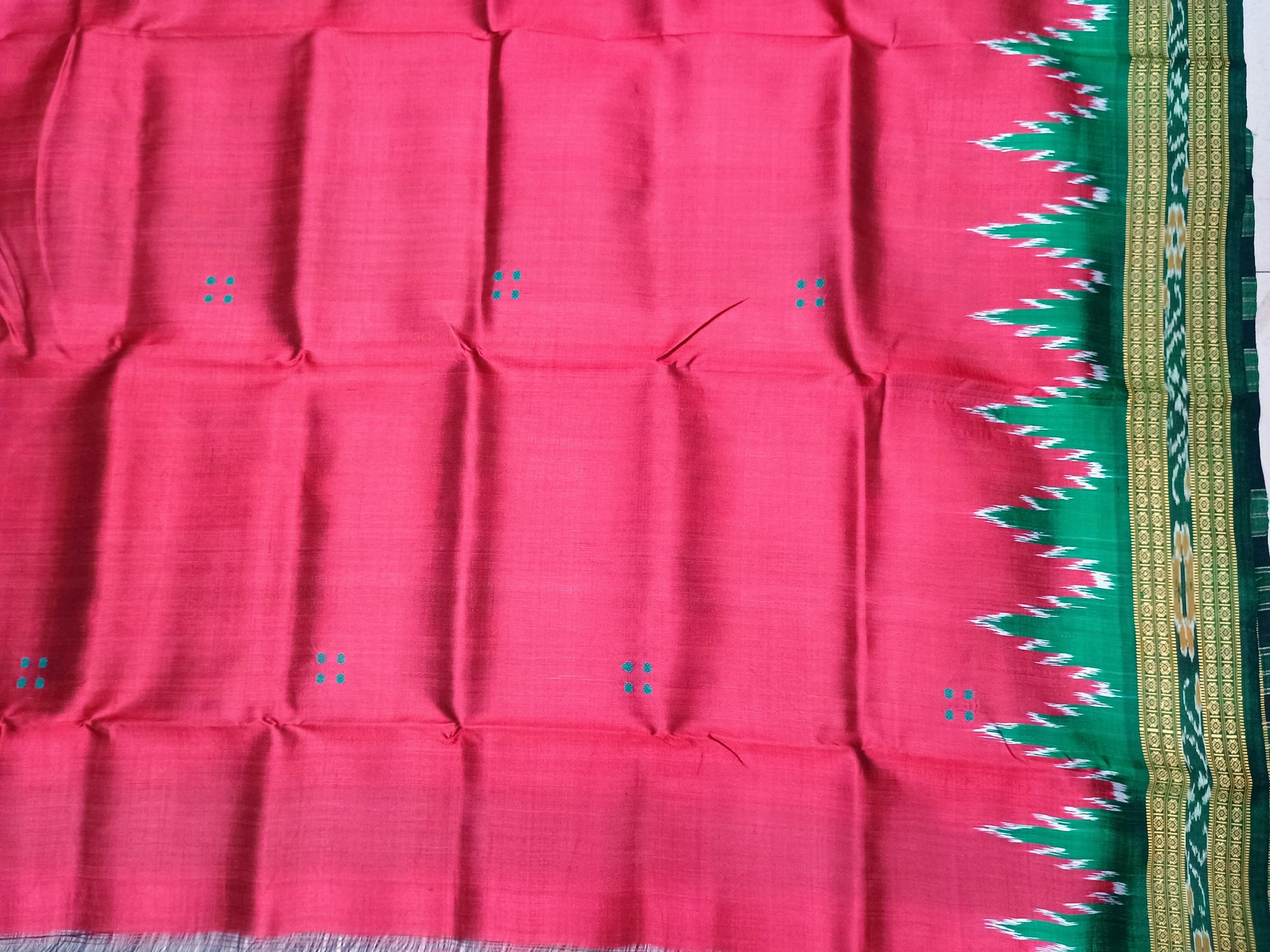 Red Green Temple Odisha Ikat Khandua Silk Saree-odisha Weaves - Etsy