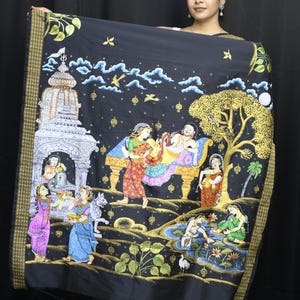 Black Pravata Barnana Pattachitra Sambalpuri Silk Saree-odisha ...