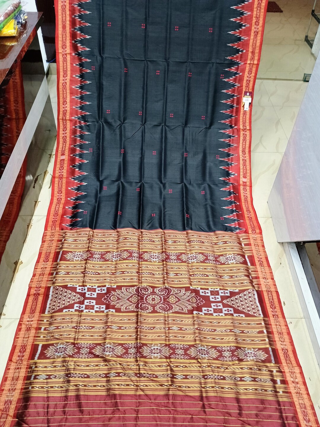 Black Red Temple Odisha Ikat Khandua Silk Saree-odisha Weaves - Etsy