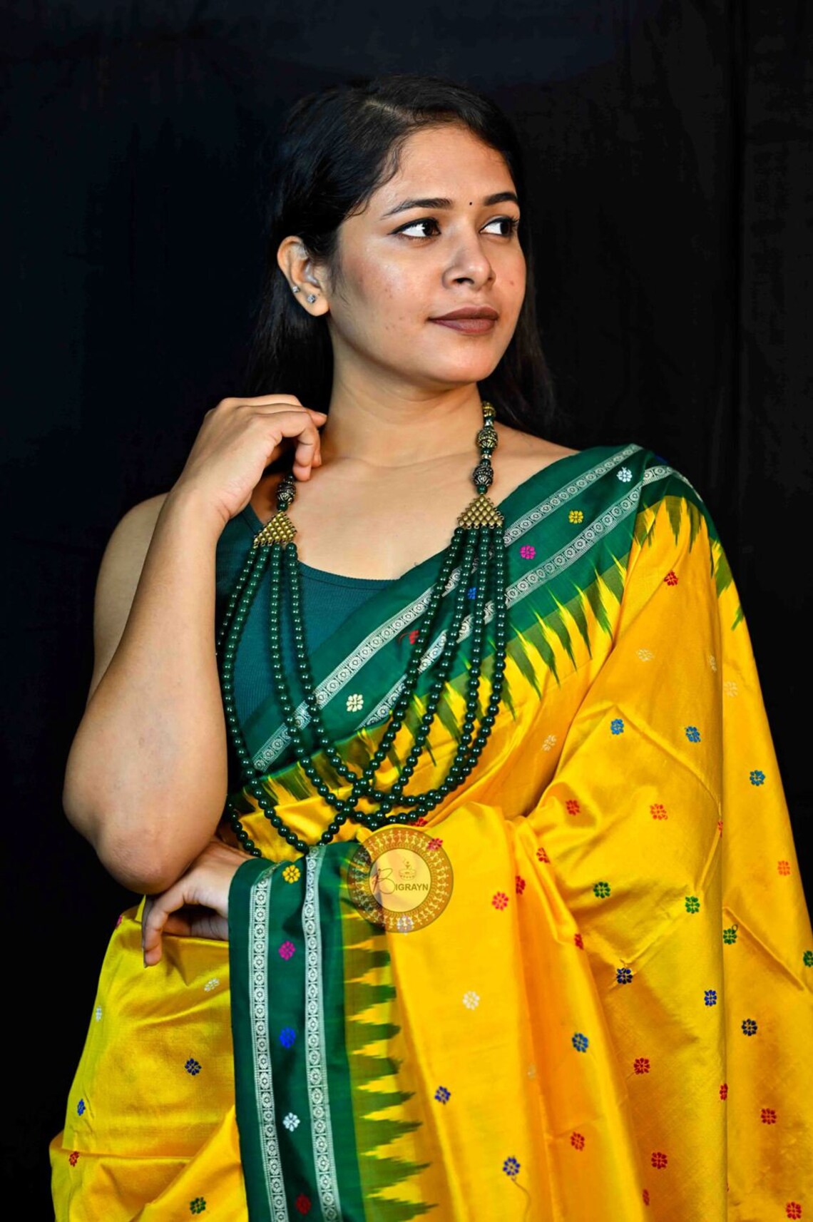 Dolabedi Yellow Green Odisha Handloom Silk Saree Handloom Mark and Silk ...