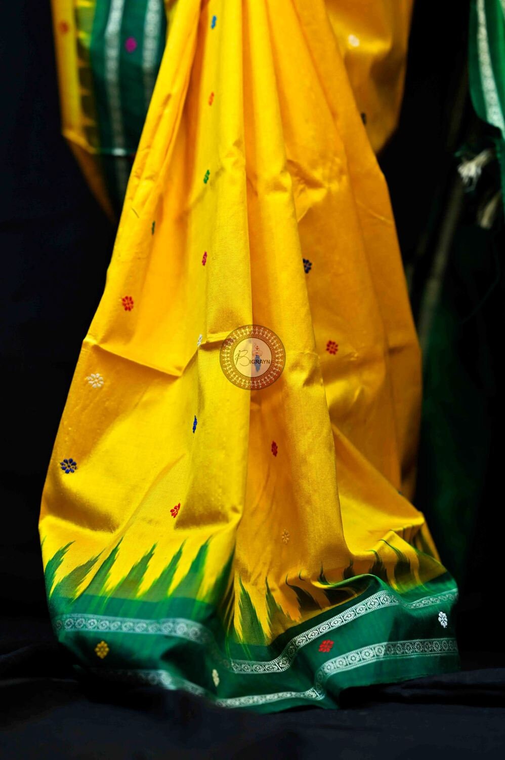 Dolabedi Yellow Green Odisha Handloom Silk Saree Handloom Mark and Silk ...