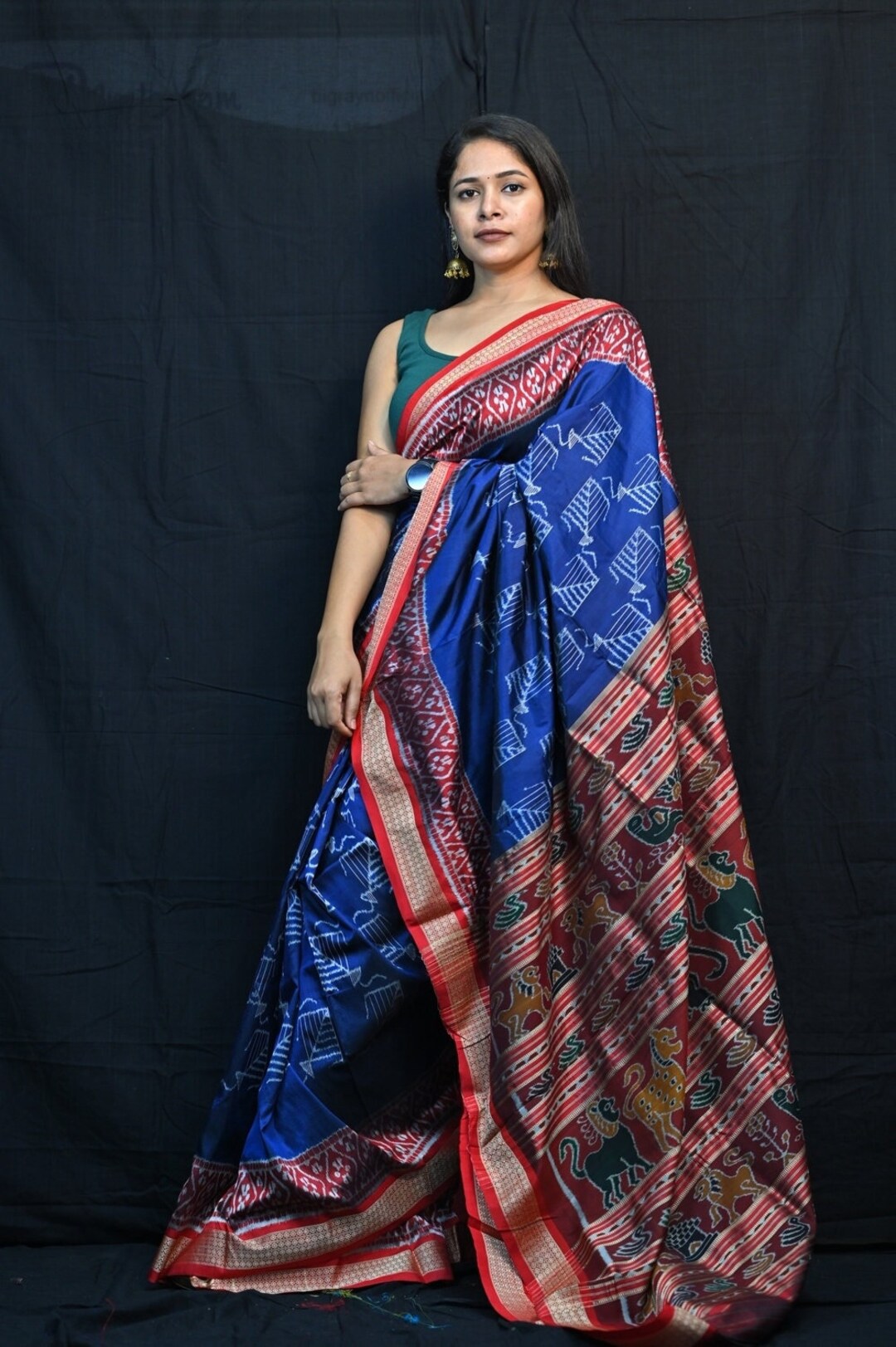Blue Red Kite Odisha Ikat Sambalpuri Silk Saree-odisha Weaves - Etsy