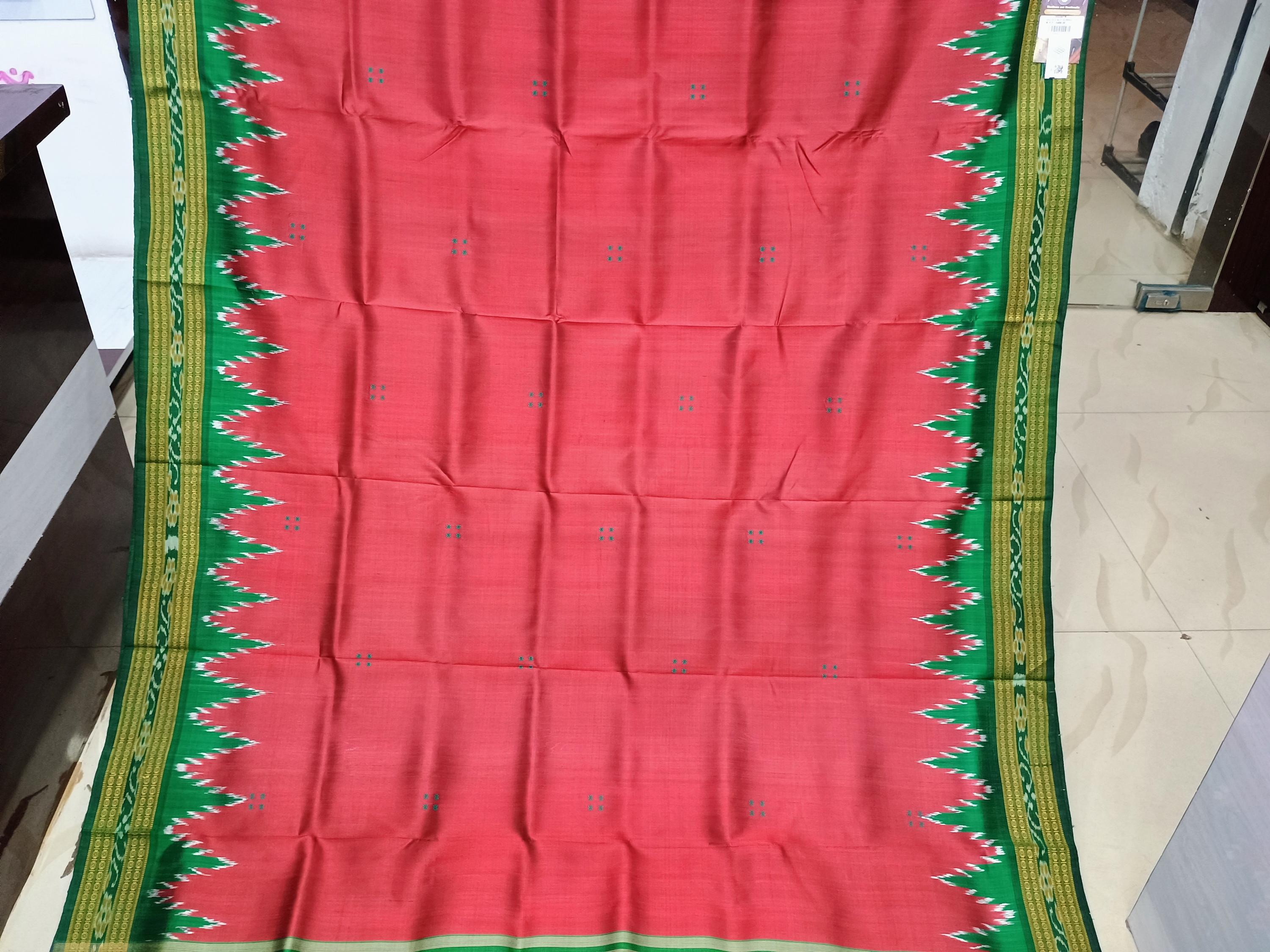 Red Green Temple Odisha Ikat Khandua Silk Saree-odisha Weaves - Etsy