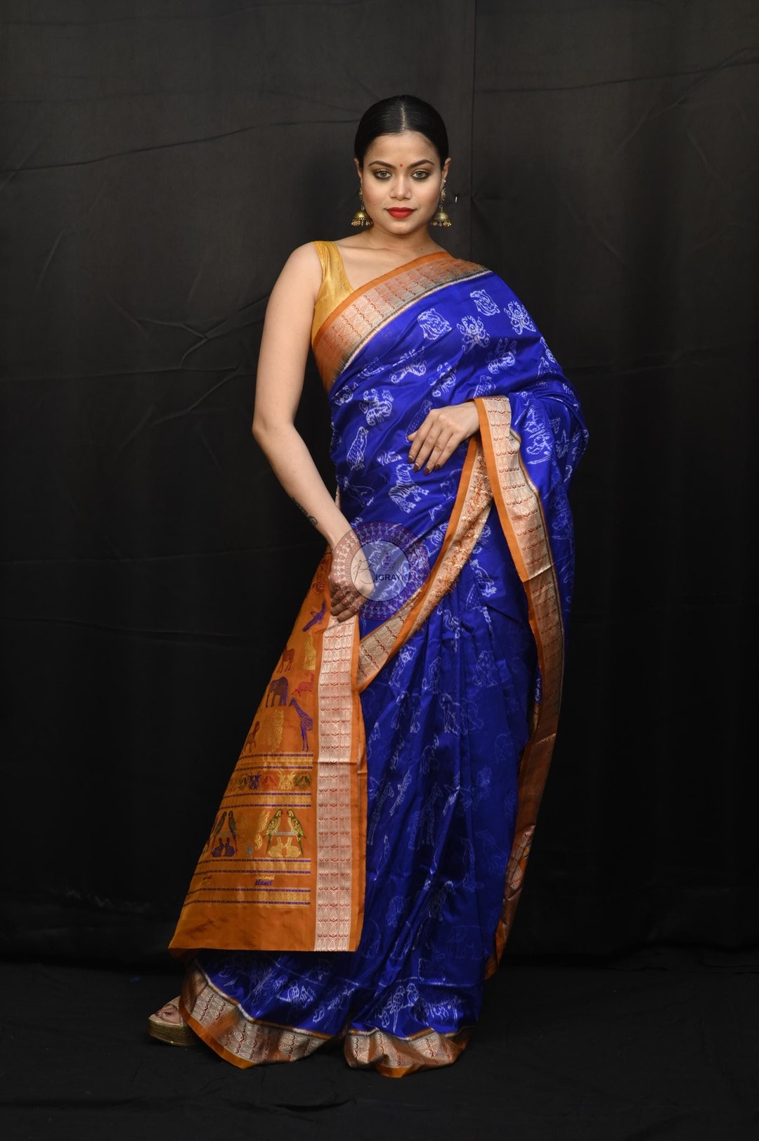 Blue Odisha Ikat Silk Saree - Handloom Animal Motif Sambalpuri - Etsy